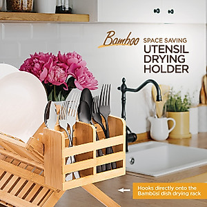 Bambüsi Bamboo Dish Drying Rack and Utensil Drying Caddy