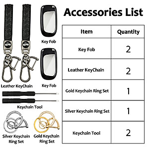Kawoco 2Set Gift Package for dodge journey key fob cover with extra for dodge durango accessories about car key,Compatible with dodge durango accessories about car key,Black