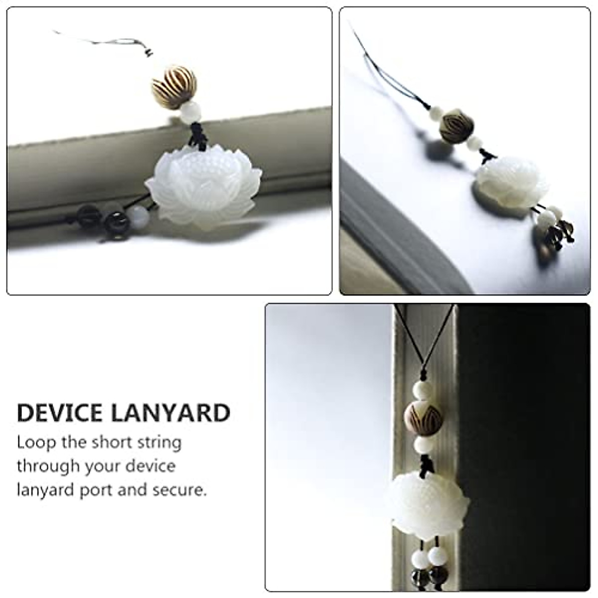 Hemobllo Jade Key Chains 2Pcs Hand- Woven Lotus Jade Key Rings Charms Decorative Keychains Phone Hanging Ornament for Kids Toy Home Decoration