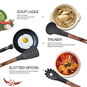 AJ Kitchen Utensils, Utensils Set, Cooking Utensils Set, Kitchen Utensils Set, 7-Pieces Nylon Utensil Sets with Rotating Stand, Non-Stick Cooking Utensils Set, Italian Design.