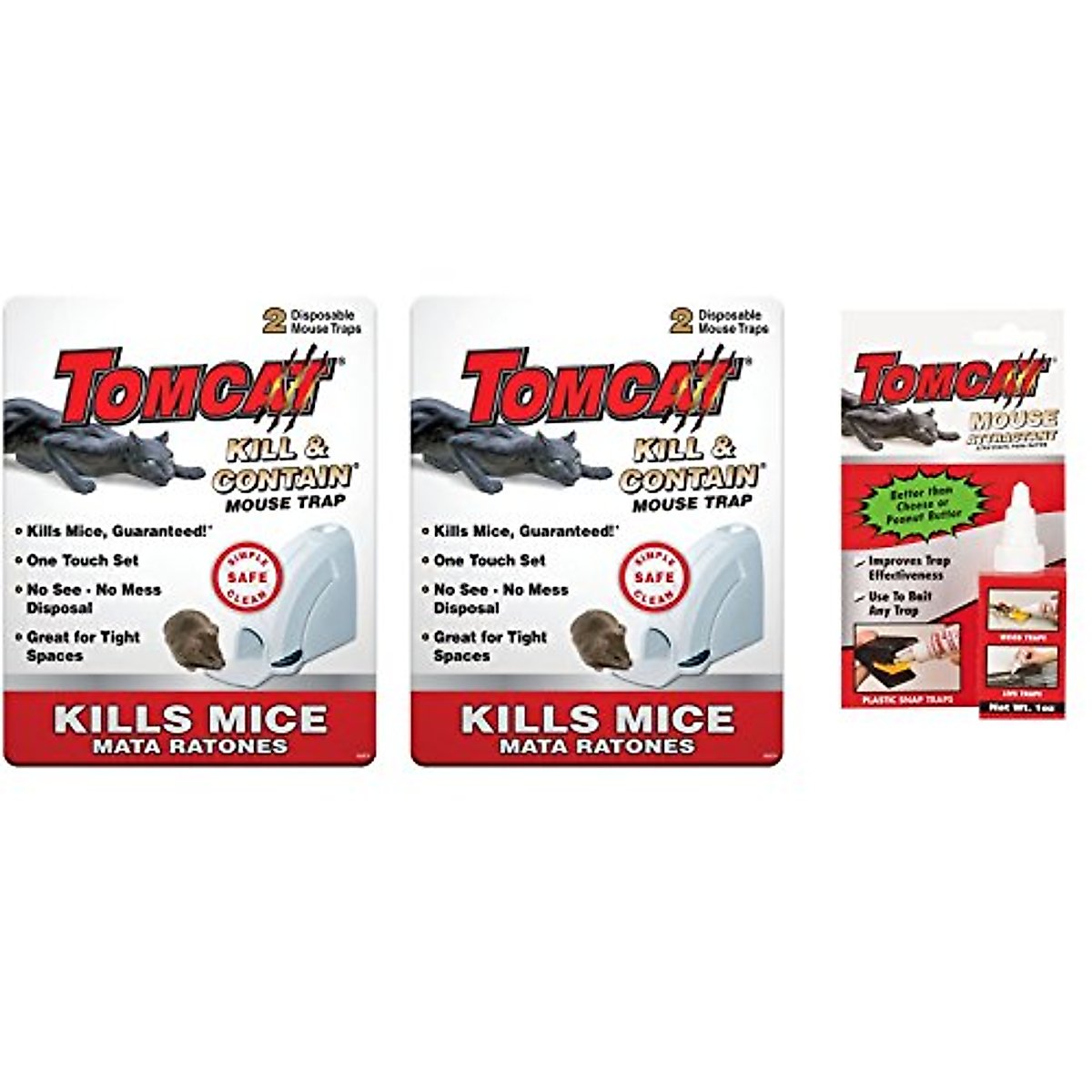 Tomcat Kill and Contain Mouse Trap, 2-Pack (set of 2 - Total 4 Traps) - With Attractant Gel