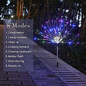 CASAVIDA Firework Light Solar Garden Lights Fairy Twinkle Lights 120LED with Remote Decorative Starbust Lights for Halloween Patio Party C