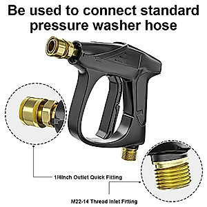 Pressure Washer Foam Gun Kit - Car Wash Short Wand with 1/4" Quick Connector, 3400 PSI Short Gun Foam Cannon + Microfiber Applicator & Sponge Mitts for Easy Cleaning 1 Liter