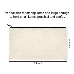 Canvas Makeup Bags Canvas Zipper Pouch Bags Pencil Case Blank DIY Craft Bags Cosmetic Pouch for Travel DIY Craft School (Black and White, 10 Pieces)