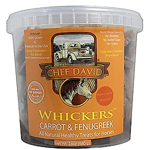 Front Porch Pets - Chef David Horse Treats Healthy Real Food Horse Treats, No Added Sugar, No Artificial Flavors, Stall Treats for Horses, Made in USA - Whickers - Carrot & Fenugreek, 24oz