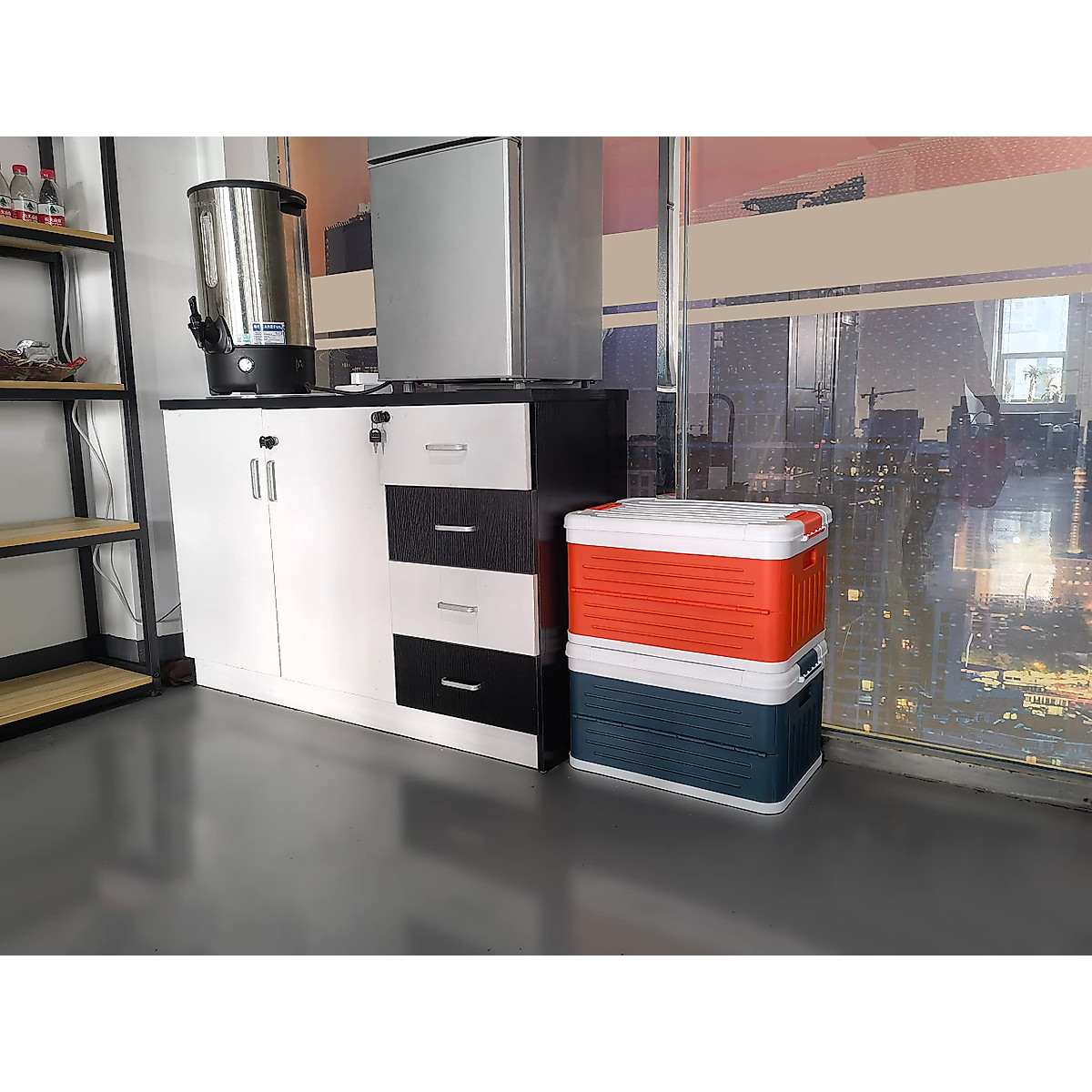 SUINARIM Collapsible Plastic Trunk Organizer for Car Storage Bins/Bags for Clothes, Durable Plastic Storage for Picnic,Shopping,Go Fishing (blue/middle)