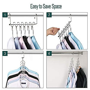 GEFTOL Metal Space Saving Hangers 12 Slots New Version Hanger Magic Cascading Hanger Closet Wardrobe Clothes Organizer(4 Pack)