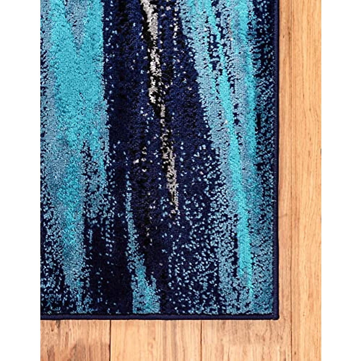 Unique Loom Metro Collection Abstract Water Modern Waves Seascape, Coastal, Nautical Area Rug, 8 ft x 10 ft, Navy Blue/Turquoise