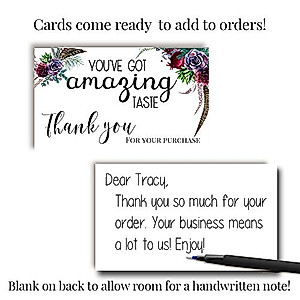 You've Got Amazing Taste Floral Thank You Customer Appreciation Package Inserts for Small Businesses, 100 2" X 3.5” Single Sided Insert Cards by AmandaCreation