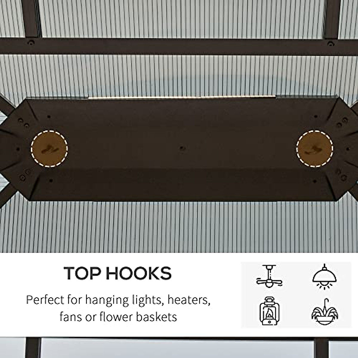 Outsunny 11' x 15' Hardtop Gazebo Canopy with Polycarbonate Roof, Aluminum Frame, Permanent Pavilion Outdoor Gazebo with Netting, for Patio, Garden, Backyard, Deck, Lawn, Beige