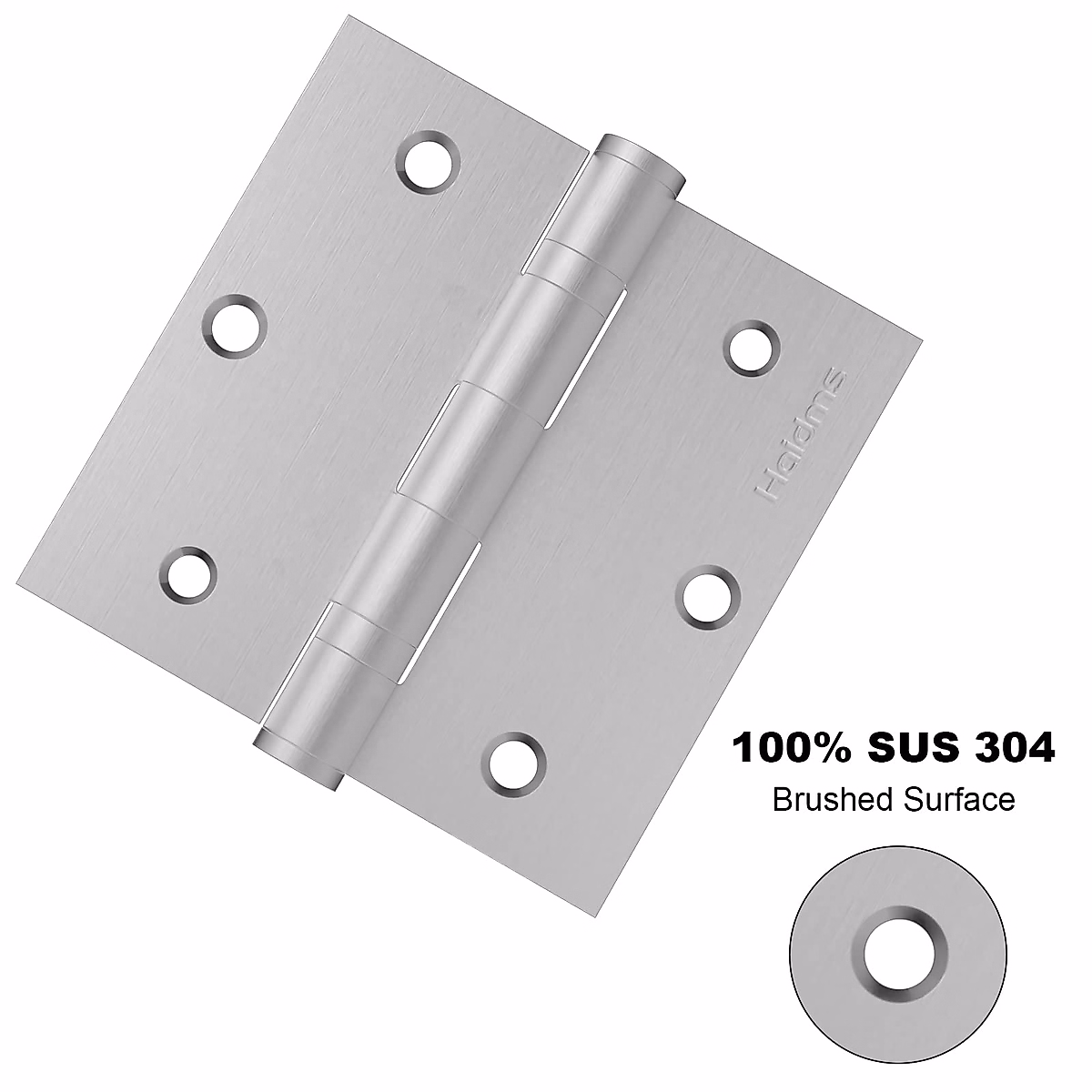 Haidms 3Pack 304 Stainless Steel Silver Ball Bearing Hinges Heavy Duty Door Hinges Brushed Nicekel 3.5 * 3.5 inch Door Hinge Brushed Nickel Door Hinges Interior Door Hinges with Square Corner
