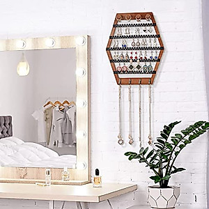 handrong Hexagon Hanging Earring Organizer Wall Earring Holder Wall Jewelry Holder Wall Jewelry Organizer For Earrings Necklaces Bracelets