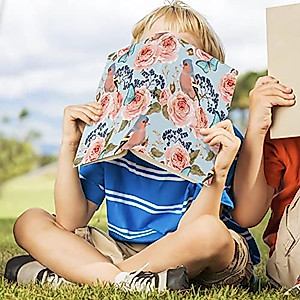 Poetesant Hummingbird Rose Floral Butterfly Blue Book Protector Fit Paperbacks Journal Book Sleeves Cover Soft Book Protector Pouch