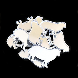 Super Cool Creations Sheep Shaped Crafting Mirrors, Set of 10, Many Colours, Shatterproof Acrylic, Pink Mirror, Pack of 10 x 10cm