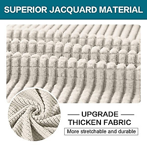 Turquoize 2 Piece Chair Covers Chair Slipcovers for Living Room Armchair Couch Cover Chair Sofa Cover with Individual Cushion Covers Furniture Cover for Chairs Feature Jacquard Fabric (Chair, Ivory)