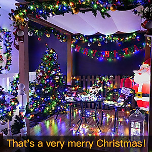 Ollny Solar String Lights Outdoor 2Pack Each 180LED 60FT 11Modes IP67 Waterproof, Warm White & Multicolor Solar Fairy Lights with Timer Memory for Patio Christmas Decorations