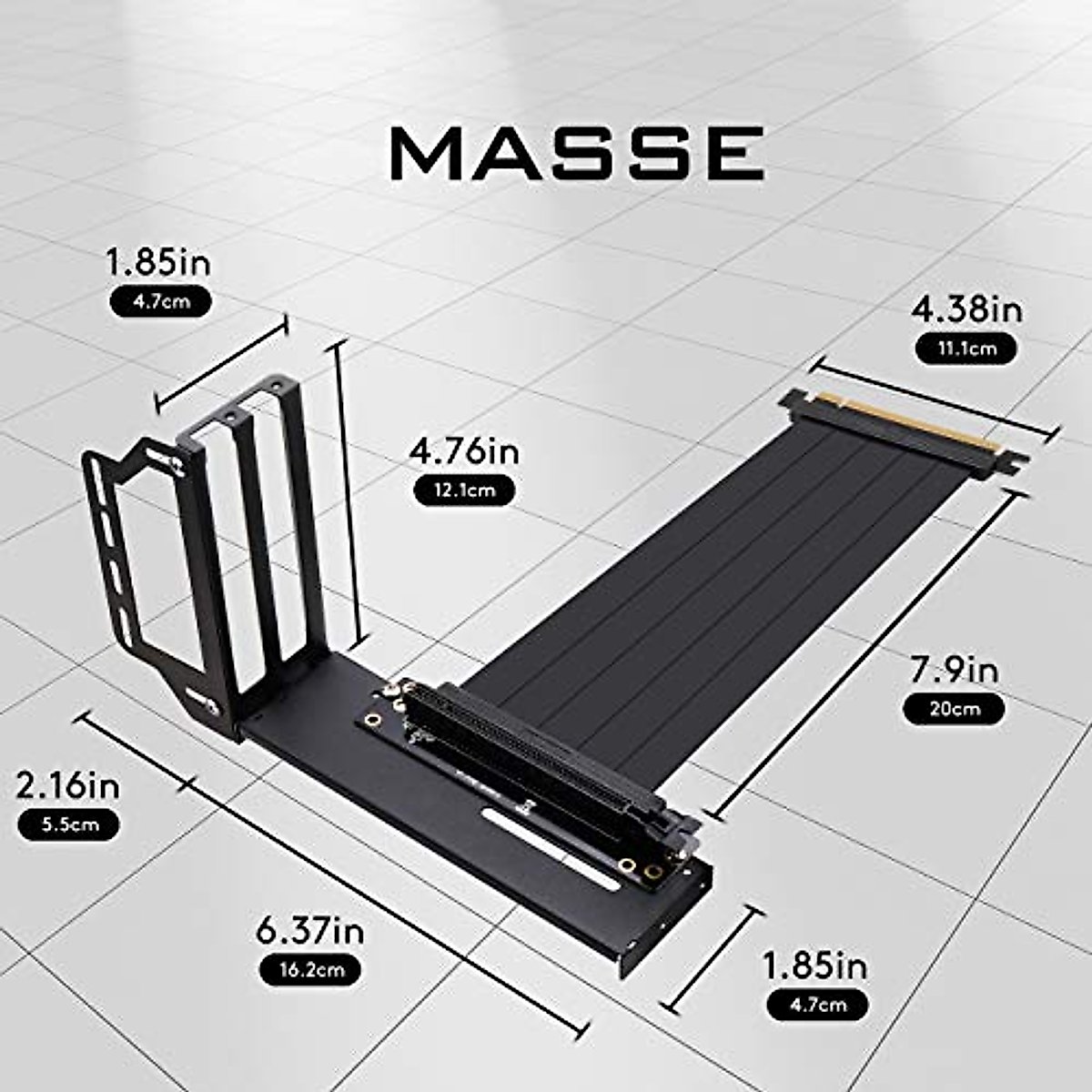 EZDIY-FAB Vertical Graphics Card Holder Bracket,GPU Mount,Video Card VGA Support Kit with 20cm/7.8in PCIE 3.0 Riser Cable