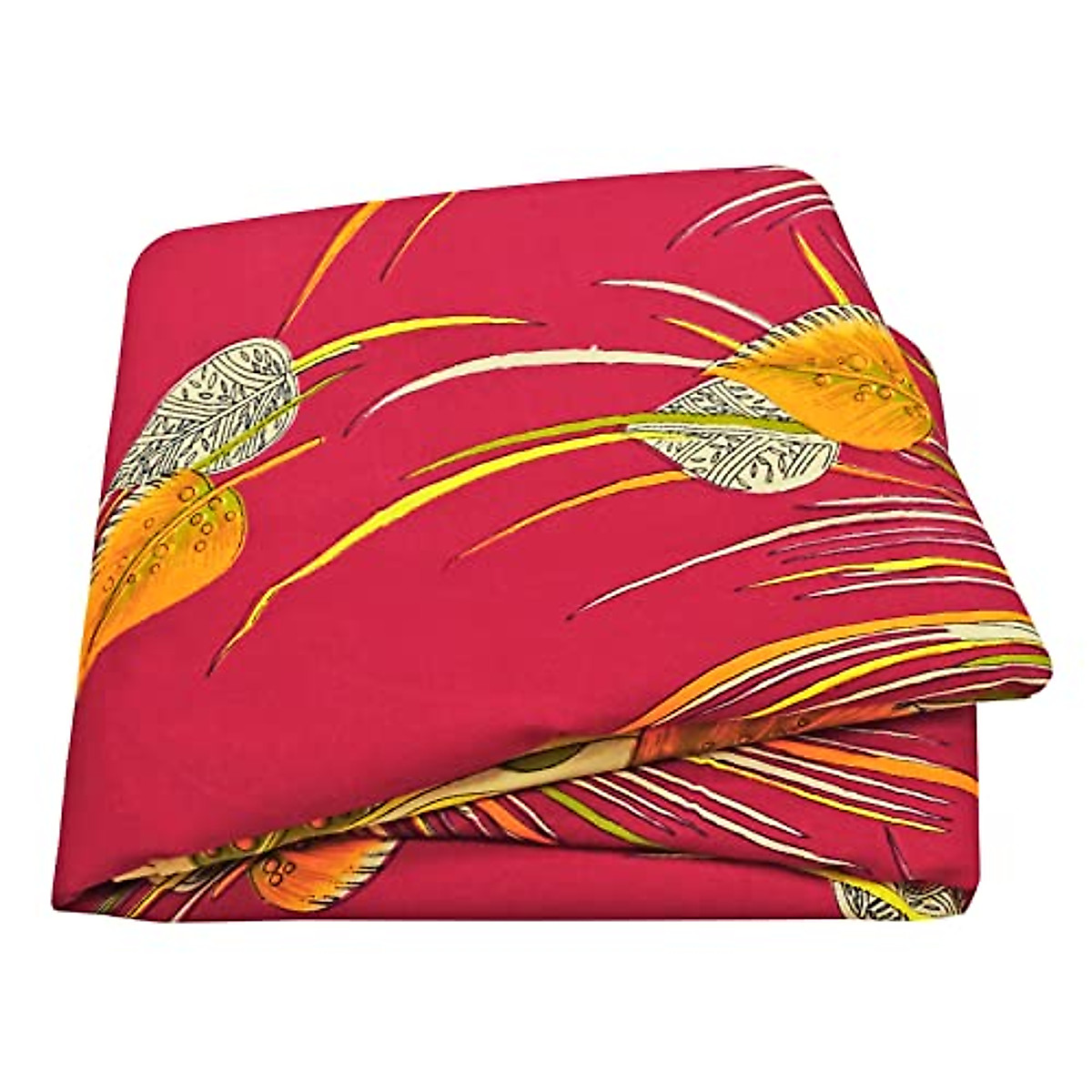 Peegli Indian Vintage Red Printed Textile Silk Blend DIY Fabric Casual Dress Material