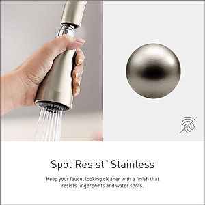 Moen Conneaut Spot Resist Stainless One-Handle High Arc Kitchen Sink Faucet with Power Boost for a Faster Clean, Kitchen Faucet with Pull Down Sprayer, 87801SRS