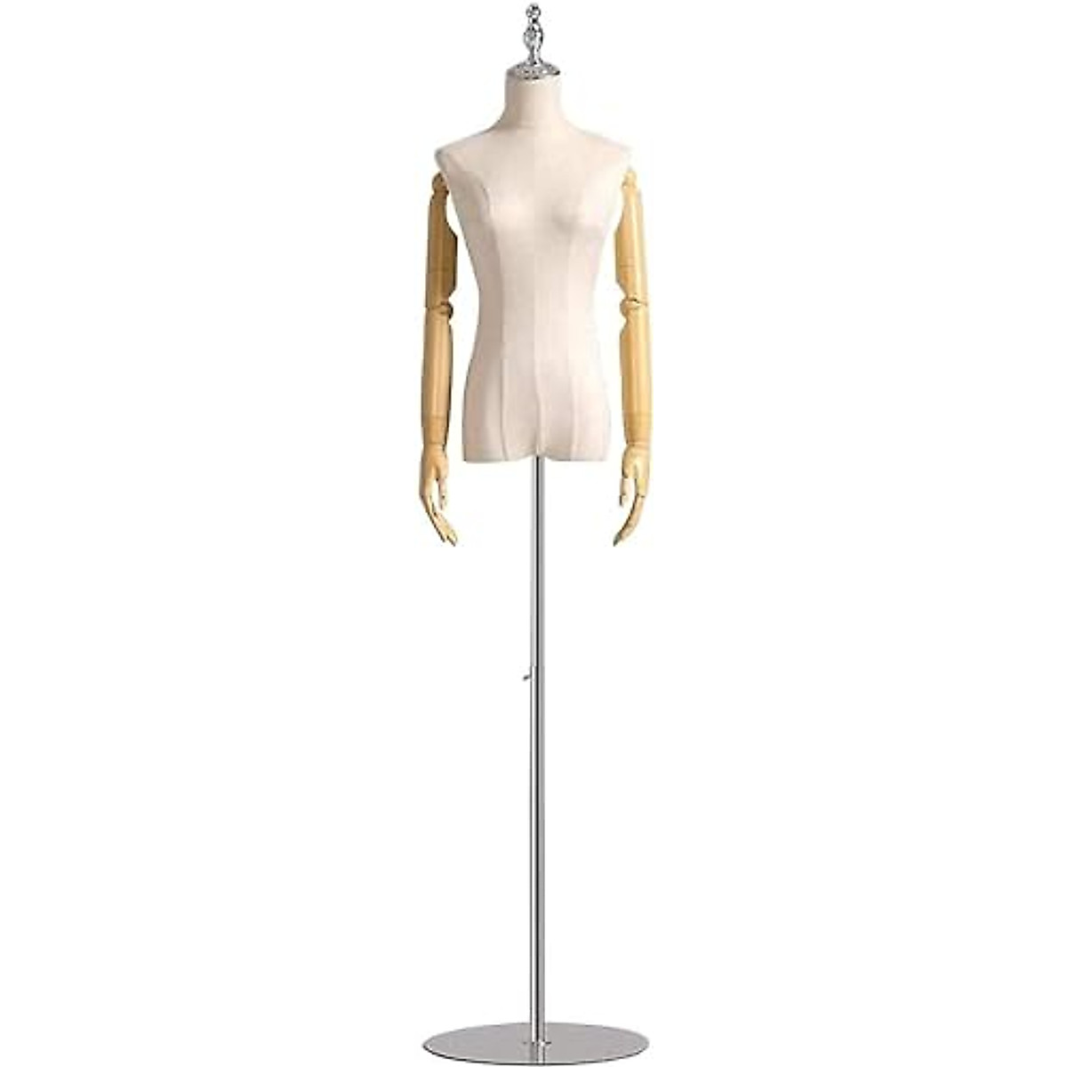 Tailors Dummy Mannequins Mannequin Body Female Tailors Dummy Adjustable with Silver Base with Arms for Clothing Display Dressform Mannequin