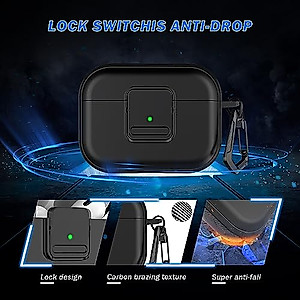 RFUNGUANGO for Airpods Pro 2nd Generation (HaloLock), Compatible with Airpods Pro Cases 2nd/1st Generation (2022/2019), Magnetic Security Support, Anti-Drop Safety Lock-Black