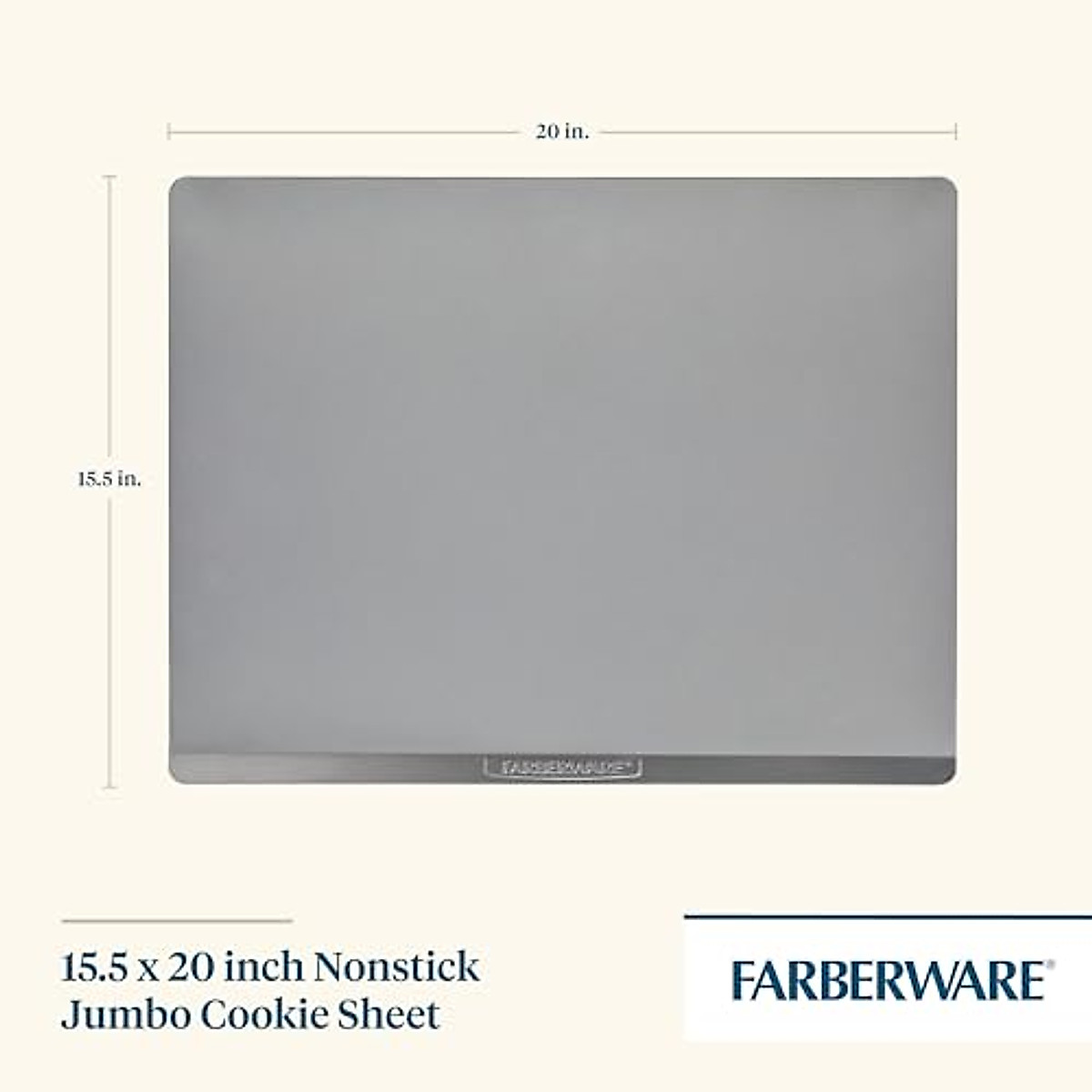 Farberware Insulated Bakeware Nonstick Cookie Baking Sheet, 15.5" x 20", Light Gray