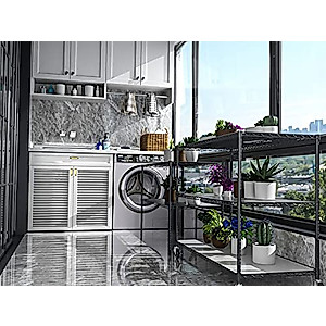 5 Tier NSF Metal Shelf Wire Shelving Unit, 7500lbs Capacity Heavy Duty Adjustable Storage Rack with Wheels & Shelf Liners for Commercial Grade Utility Steel Storage Rack , 82"H x 60"L x 24"D - Black