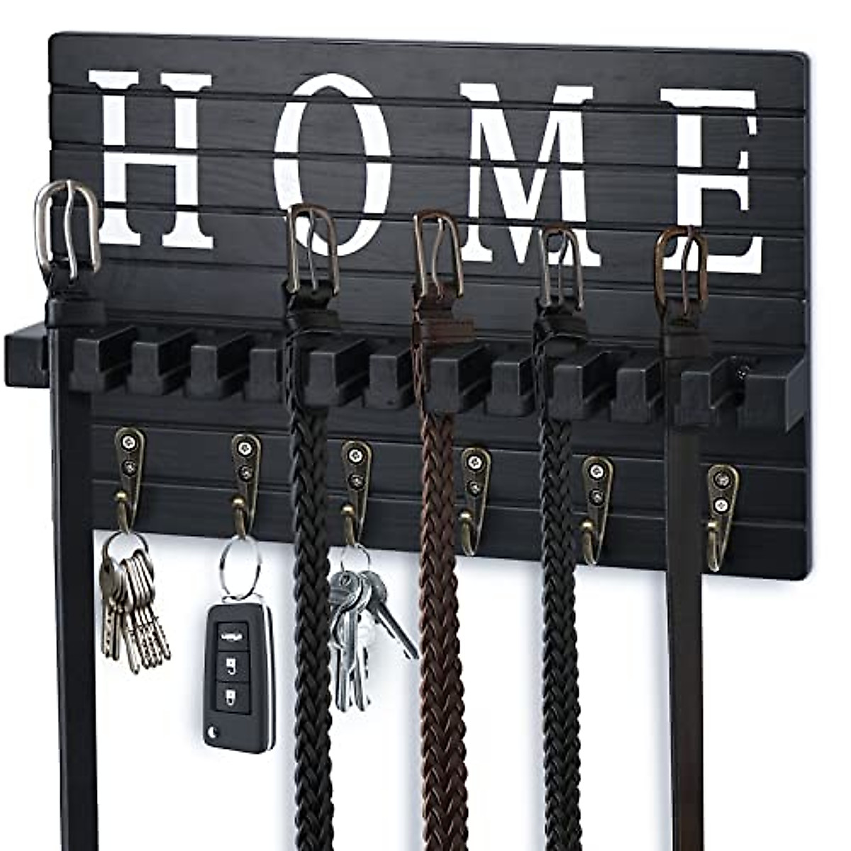 FTUREERA Belt Hanger, Belt Organizer with Hooks Wall Mount, Belt Holder Rack for Men/Women Closet