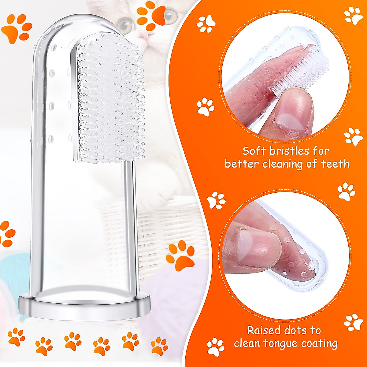 Nuogo 80 Packs Dog Toothbrush Soft Finger Brushes Pet Finger Toothbrush Easy Teeth Cleaning Dog Tooth Brush Oral Care Pet Dental Brush Pet Cleaning Finger Covers for Small Cats and Puppy