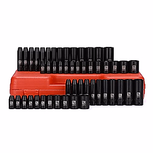 Mayouko 50PCS 1/4 Inch Drive Master Impact Socket Set,Metric/SAE,Deep/Shallow,6 Point,CR-V, 5/32 Inch - 9/16 Inch, 4mm - 15mm.