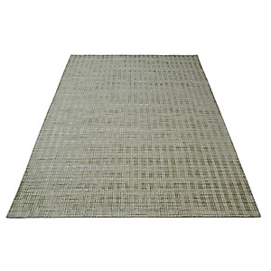 Artisan's Arc Checkered Scandinavian Hand Made Blended Wool Flatwoven Area Rug, Camel, Beige and Gray, 8x10 | KE16810