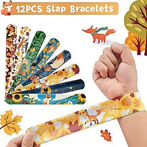 BOIKOKY 110Pcs Fox Birthday Decorations Fox Party Favors with Slap Bracelets Keychain Temporary Tattoo Stickers Badges Gift Bags for Kids Woodland Baby Shower Jungle Safari Party Supplies