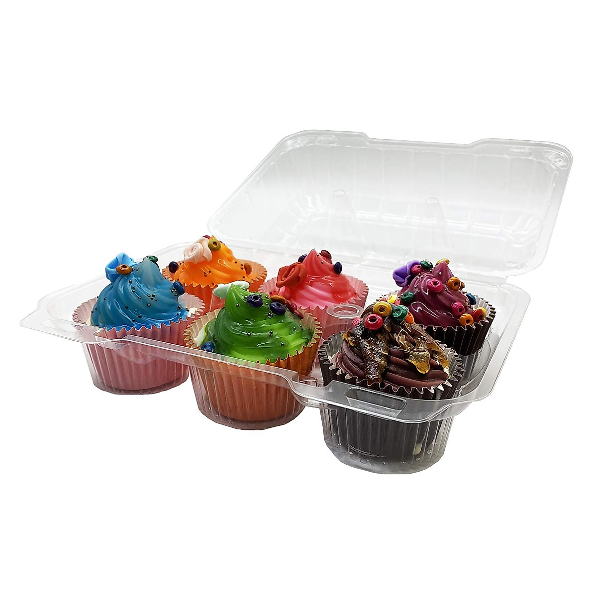 Clear Cupcake Containers,12pc Plastic Disposable High Dome Cupcake Boxes 6 Compartment Cupcake Holders Cupcake Containers Half Dozen Cupcake Trays Durable Cup Cake Muffin Packaging Transporter
