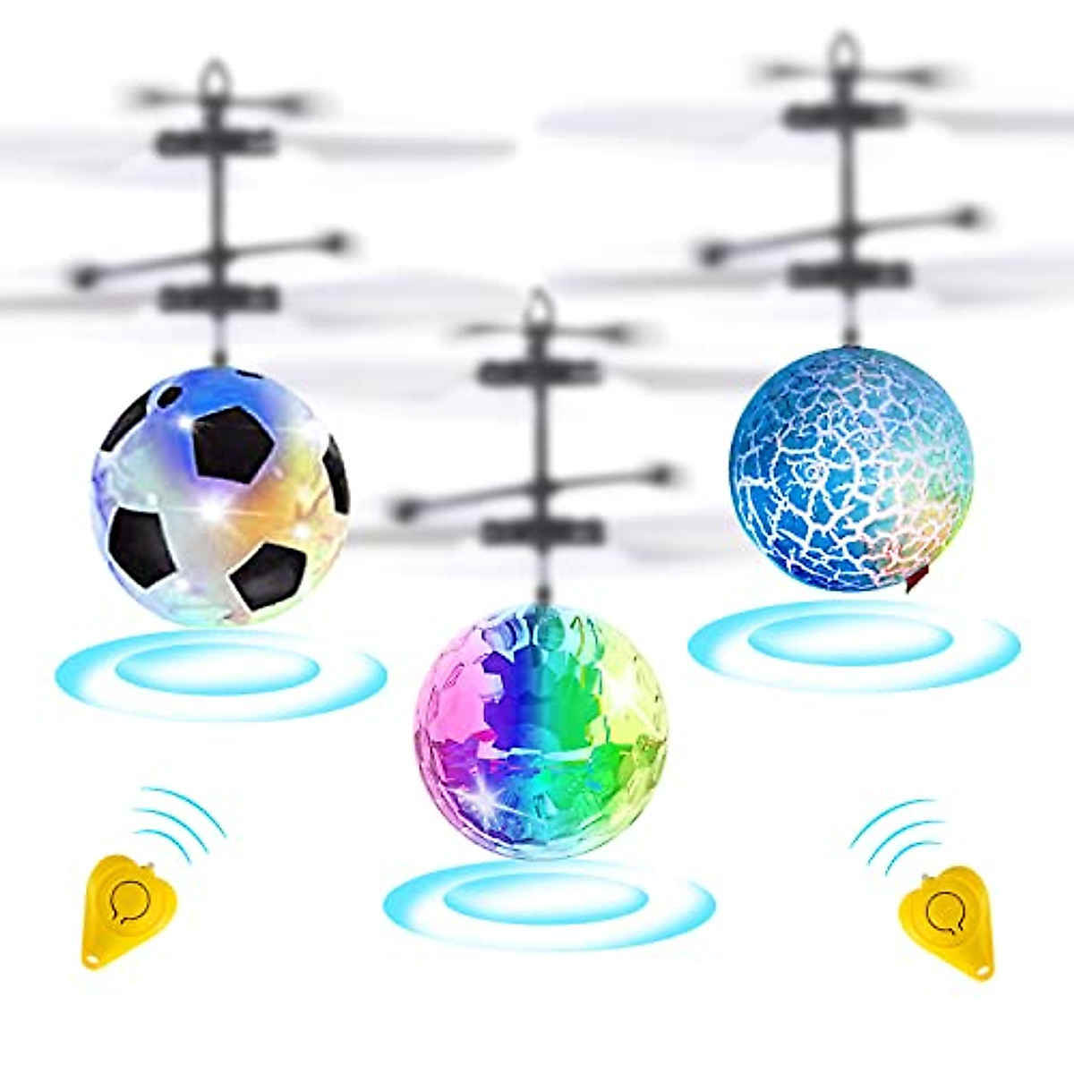 K.E.J. Flying Ball Toys RC Toy for Boys,3pcs Light Up Ball Mini Drone Infrared Induction Helicopter with Remote Controller for Boys Girls as Christmas Stocking Stuffers (Standard Edition)