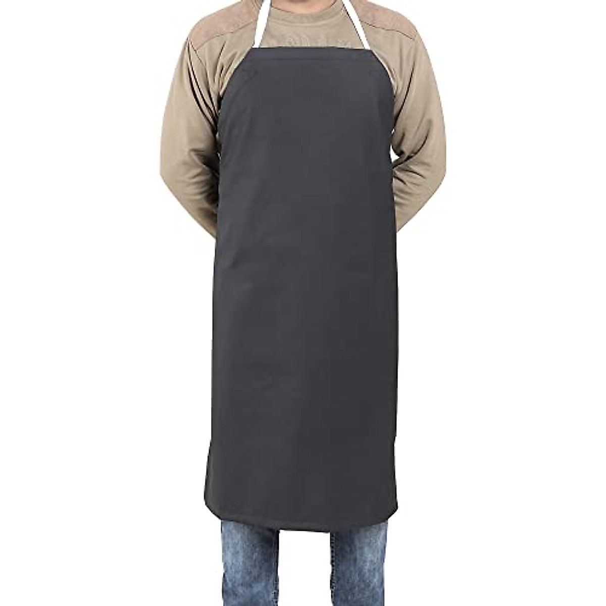 EISCO Rubber Vinyl Apron, Medium (27" W x 36" L) - Adjustable Bib Apron for Dishwashing, Butcher, Laboratory - Black