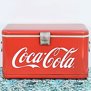 Retro Planet - Coca Cola Script Cut Out Vinyl Sticker Set of 2, Classic Coca-Cola Peel and Stick Decals, Fridge, Cooler, Soda Machine, Car Bumper (5 x 16 Inch, White)