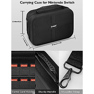 Switch Case for Nintendo Switch and Switch OLED Model, Portable Full Protection Carrying Travel Bag with 18 Game Cards Storage for Switch Console Pro Controller Accessories Black