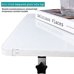 KOUPA Adjustable Height Standing Desk, Writable Tempered Glass Desktop with Eraser, 360° Flip, Wheels – Ideal for Small Spaces and Home Offices, 24 in, White(Adjustable Height: 32-47 in)