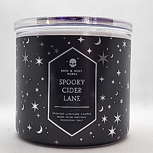 Bath Body Works, White Barn 3-Wick Candle w/Essential Oils - 14.5 oz - 2022 Halloween Scents! (Spooky Cider Lane)