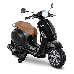 Kid Trax Toddler Vespa Scooter Electric Ride On Toy, 3-5 Years Old, 6 Volt, Max Weight 60 lbs, Black, 6V (KT1419AZA)