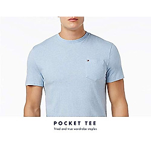 Tommy Hilfiger Men's Short Sleeve Crewneck T Shirt with Pocket, Navy Blazer, Small