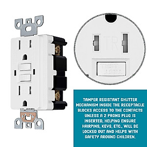 GFCI Duplex Outlet Receptacle, Tamper Resistant & Weather Resistant 20-Amp/125-Volt, Self-Test Function with LED Indicator, UL Listed, cUL Listed, Wall Plate and Screws Included, 10 Pack