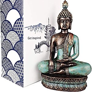 25DOL Buddha Statues for Home. 12.5" Buddha Statue (The Moment of Enlightenment). Collectibles and Figurines, Meditation Decor, Spiritual Living Room Decor, Yoga Zen Decor, Hindu and East Asian Décor