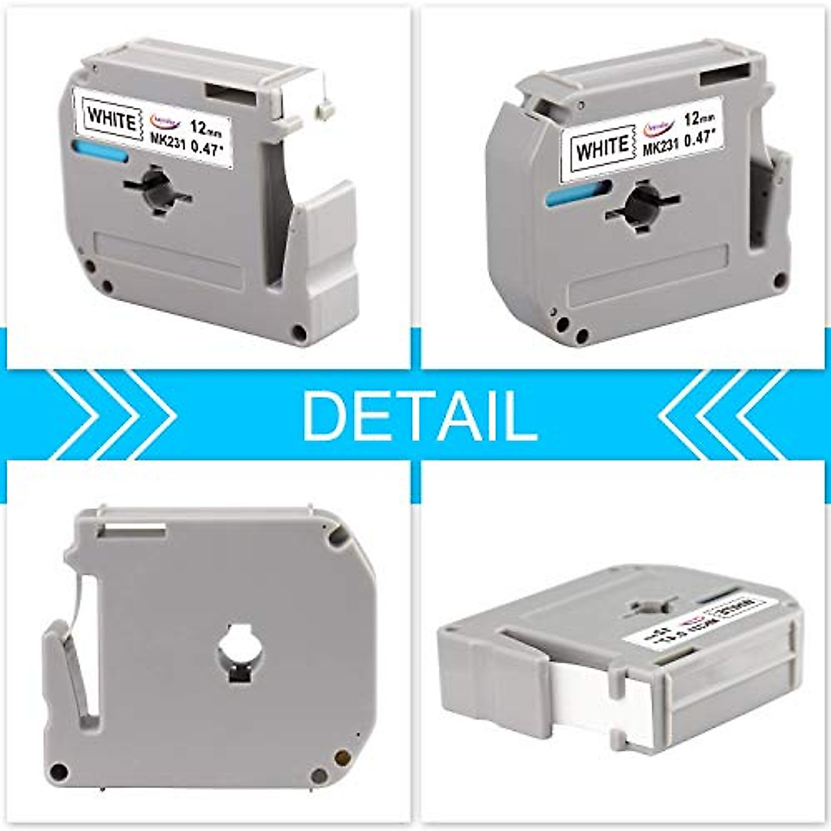 Anycolor Compatible M-K231s Label Tape Replacement for Brother P Touch M Tape M-K231 M231 MK231 12mm 0.47 White, Work with Brother Ptouch PT-M95 PT-90 PT-70 PT-65 PT-85 45 Label Maker Refills, 4-Pack