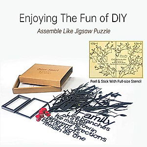 DecorSmart Love Family Tree Wall Decor Picture Frame Collage Removable 3D DIY Acrylic Wall Stickers for Living Room with Red Heart and Quote Family Like Branches on a Tree