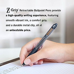 Zebra Pen Z-Grip Retractable Ballpoint Pen, Medium Point, 1.0mm, Black Ink, 24 Pack (Packaging may vary)