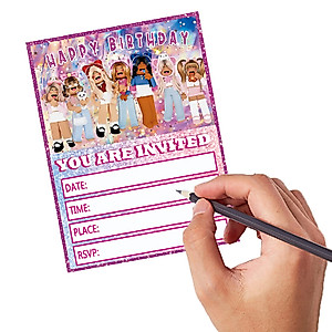 DB11 20pcs Sandbox Game Birthday Party Invitations Sandbox Game Party Decoration Invitation Cards with 20 Envelope Boys and Girls Baby Shower