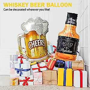 BIEUFBJI Whiskey Bottle Beer Cup Balloons Set of 4 Whiskey Bottle Beer Mug Super Shape Mylar Foil Balloon for Bar Summer Party Beer Festival Birthday Party Party Decoration Supplies