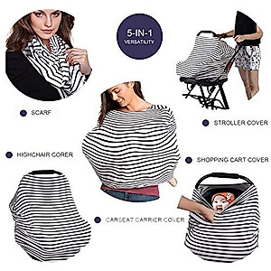 FoxSyth 5-in-1 Carseat Canopy & Nursing Cover, Stretchy & Ultra Soft Breastfeeding, Car seat & Stroller, Shopping Cart Covers for Mom