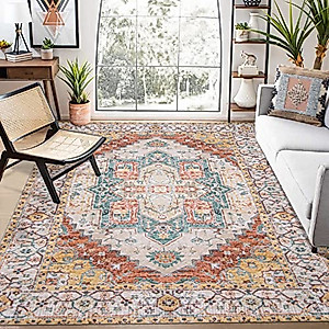 Washable Area Rugs 5x7for Living Room Rugs Machine Washable Non Slip Low-Pile Carpet Distressed Printed Large Area Rug for Living Room Bedroom Indoor